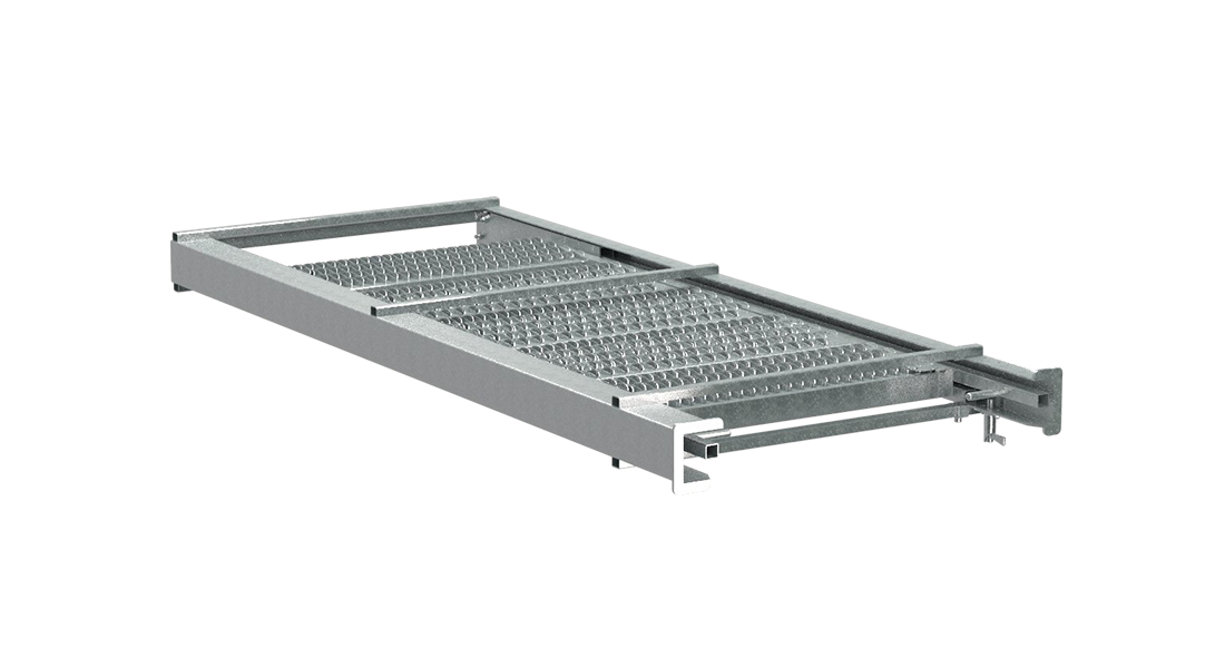 Hot galvanised pullout ladder, wide step with handrail - Product Takler ...