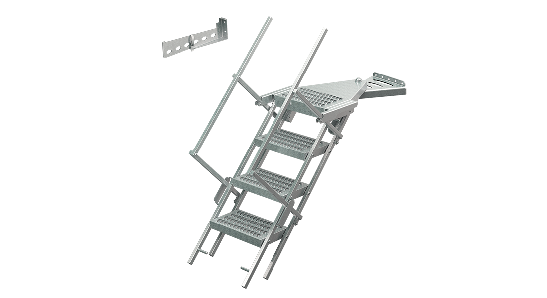 Hot galvanised rotating ladder with handrails - Product Takler | Trucks ...