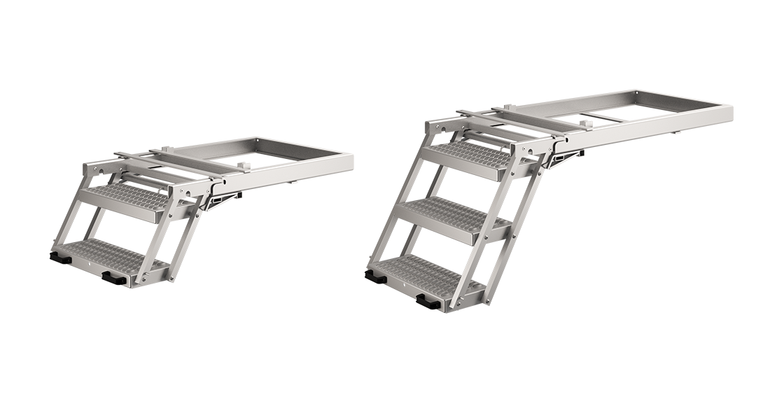 Aluminium pullout suspended ladder wide step with handles - Product ...